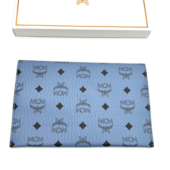 MCM | Bags | Mcm Royal Blue Monogram Pouch Clutch With Box Nib | Poshmark